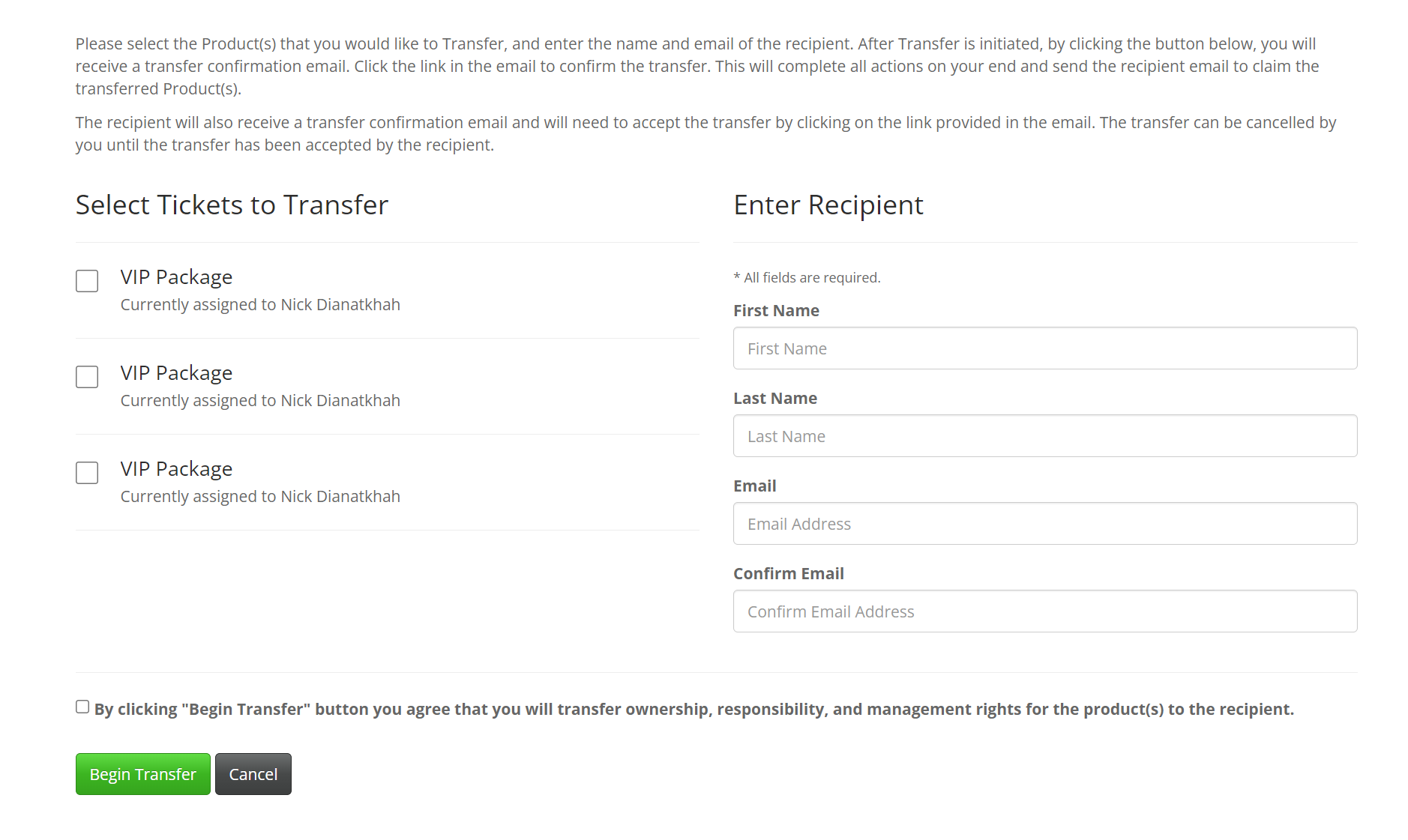 Can I transfer my tickets to someone else?